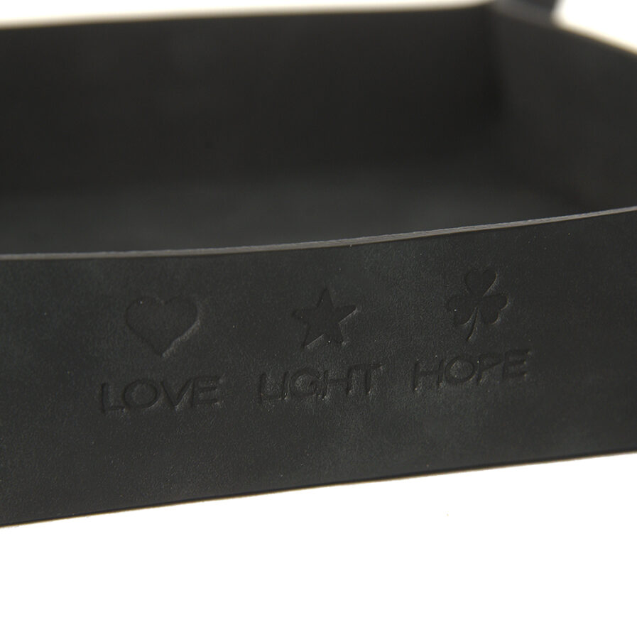 Small Black Leather Tray “LOVE-LIGHT-HOPE” – Σύλλογος Ελπίδα